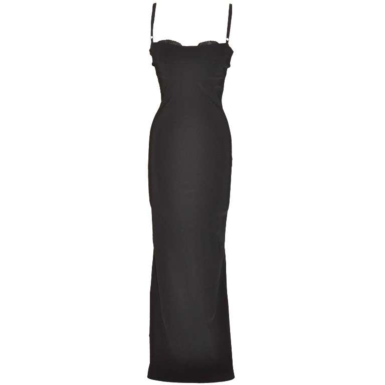 Dolce And Gabbana Black Body Hugging Spandex Blend Cocktail Dress At