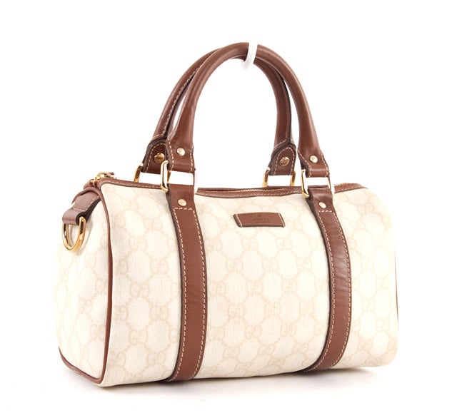 GUCCI Joy Monogram GG Ivory Ebony Trim Small Boston Bag at 1stDibs
