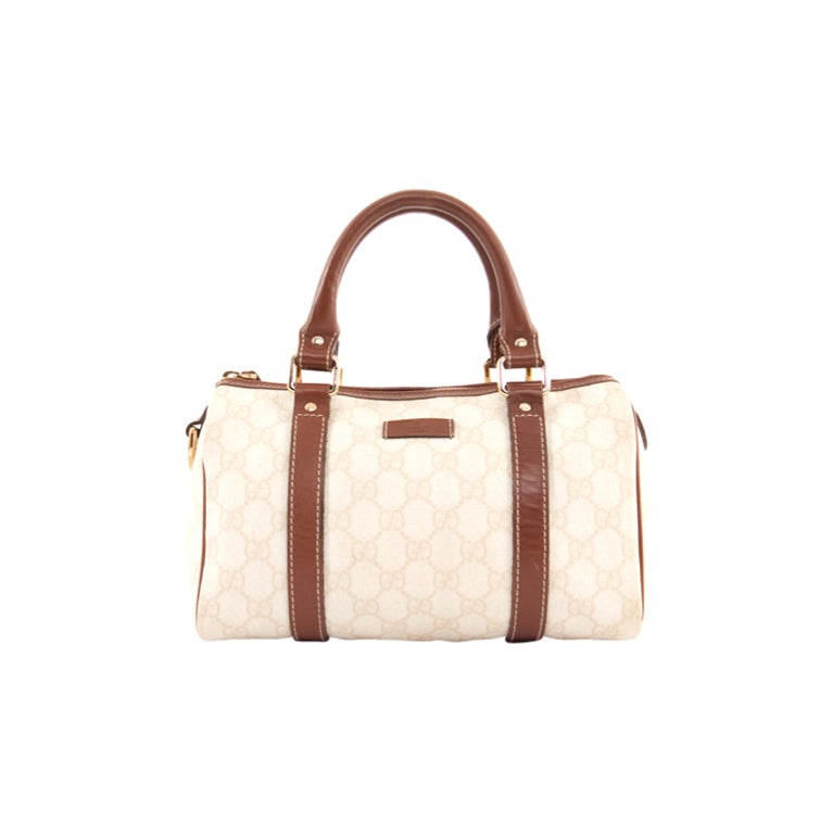 GUCCI Joy Monogram GG Ivory Ebony Trim Small Boston Bag at 1stDibs