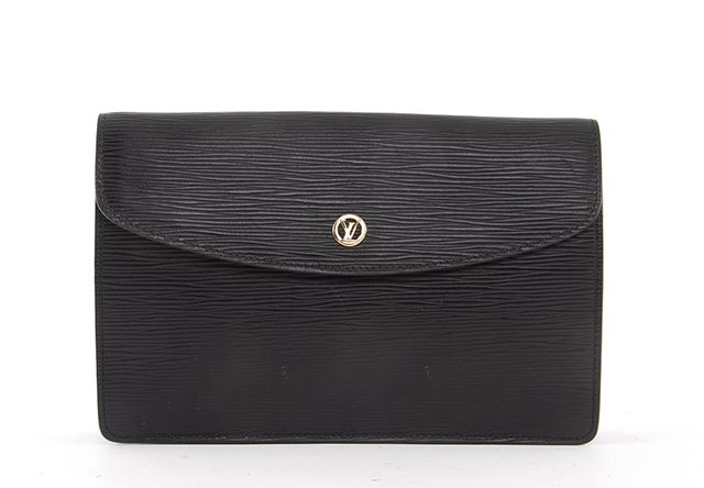 LOUIS VUITTON Black Epi Leather Envelope Montaigne Clutch Bag at 1stDibs