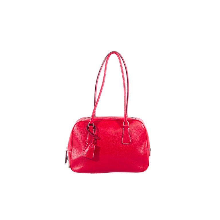PRADA Red Leather Doctor Tote Bag at 1stDibs