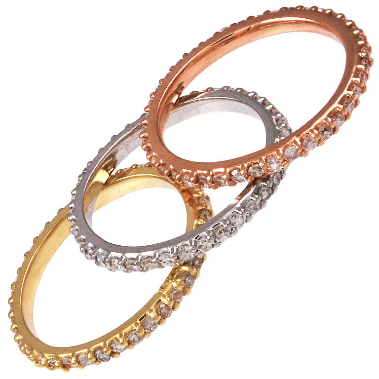 Tri-Color Diamond Bands at 1stDibs