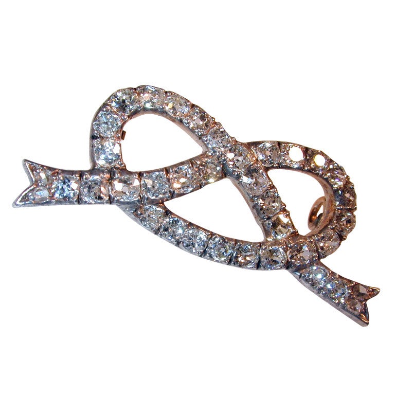 Antique Diamond Love Knot Pin at 1stDibs | lovers knot brooch, love ...