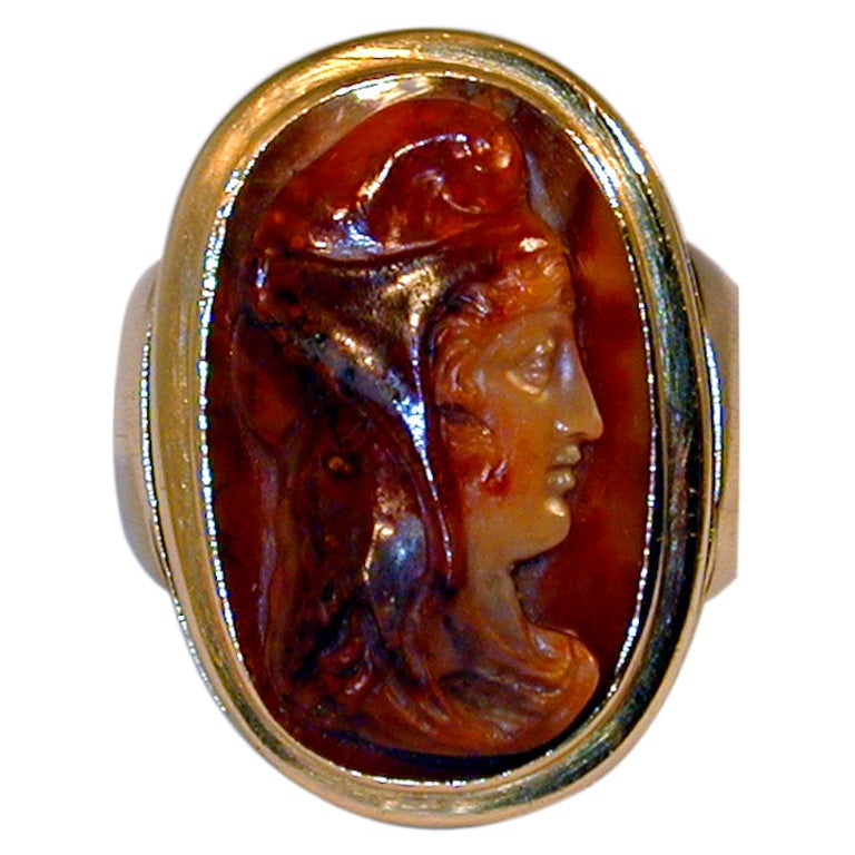Classical Antique Agate Cameo Ring of a Lady at 1stDibs
