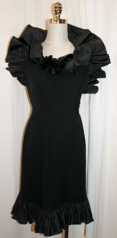 Vintage Nina Ricci Black Crepe/Silk Taffeta Halter Dress-Sz 6- 80's For ...