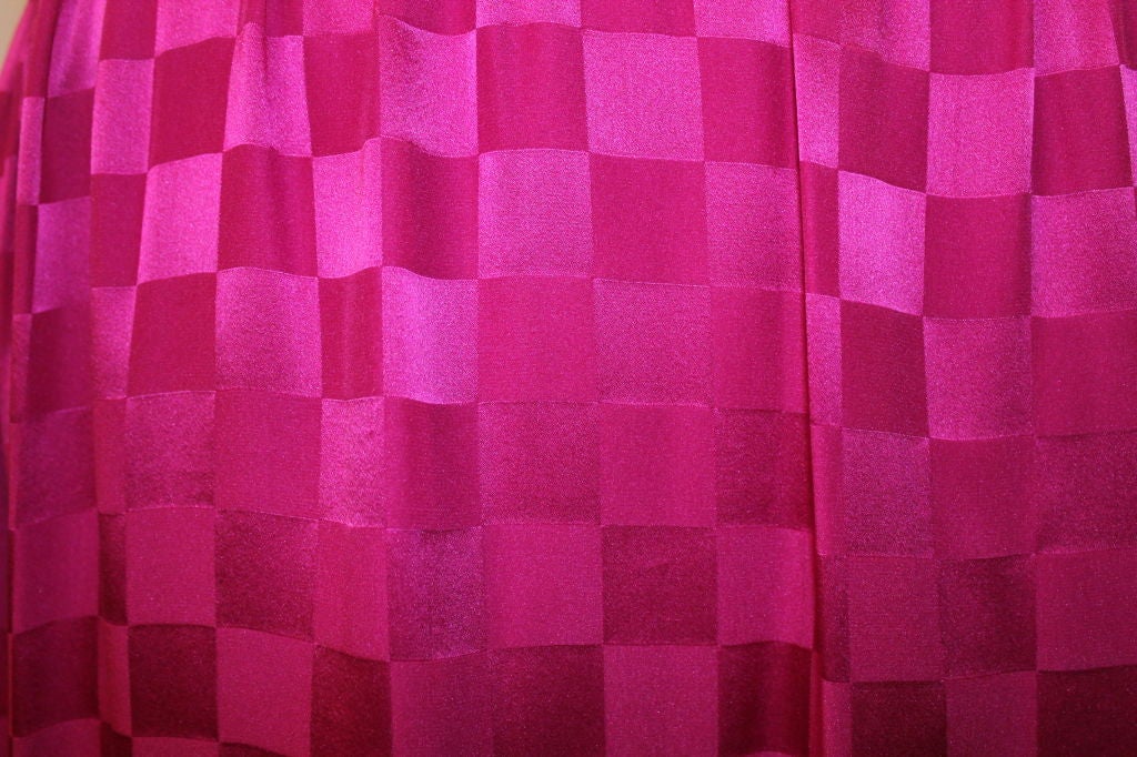 Vintage YSL Fuschia Silk checkered blouse - Size 8 Circa 80's at 1stDibs
