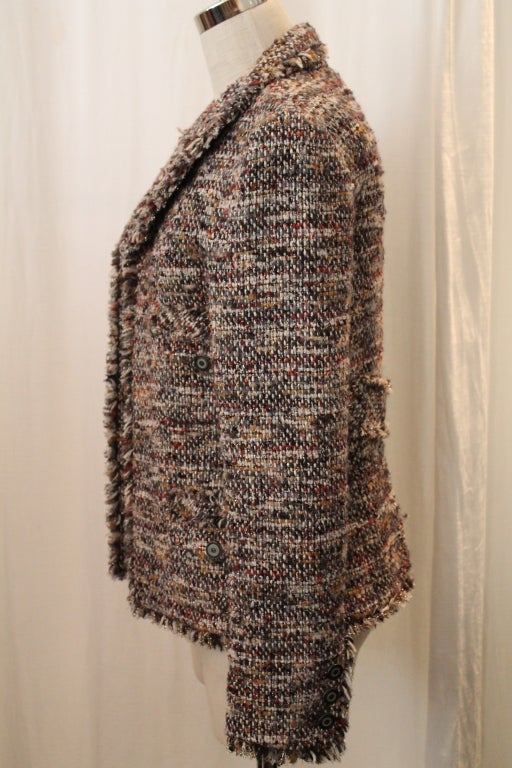 Chanel Multi Color Brown Tweed Jacket-38 at 1stDibs