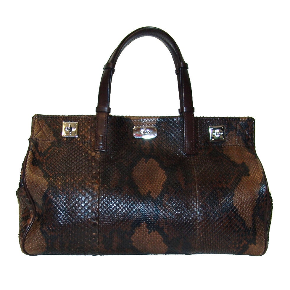 VBH Vault, Brown Snake Skin Handbag at 1stDibs