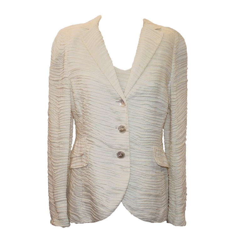 Akris 2 piece Ivory Cotton Blend Top and Jacket For Sale at 1stDibs