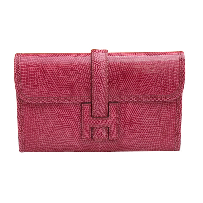 Hermes Pink Lizard Mini Jige Clutch - 2007 ***NEW IN BOX, NEVER CARRIED ...