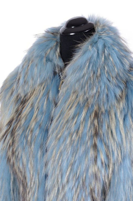 F/W 2001 Vintage Gianni Versace Couture Blue Fur Jacket at 1stDibs