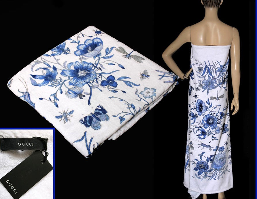 Rare GUCCI BLUE FLORA PRINT TOWEL from CRUISE COLLECTION at 1stDibs ...