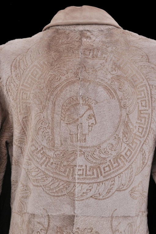 GIANNI VERSACE "GREEK WARRIOR" MENS RUNWAY SHEARLING COAT at 1stDibs