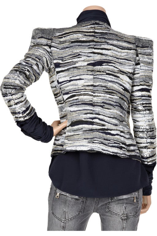 BALMAIN Sequin-embellished military jacket at 1stDibs