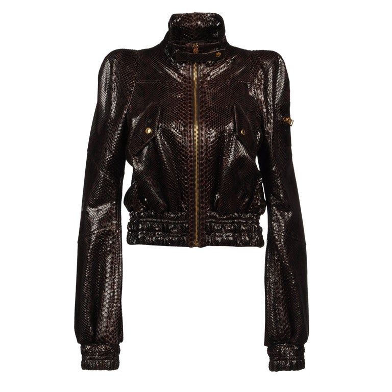 TOM FORD EBONY PYTHON BOMBER JACKET at 1stDibs | tom ford python jacket