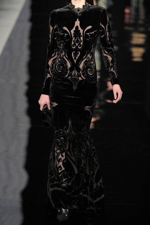 New ETRO Black Devoré Velvet Gown at 1stDibs