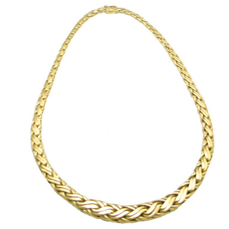 TIFFANY Braided Necklace Yellow Gold For Sale at 1stDibs