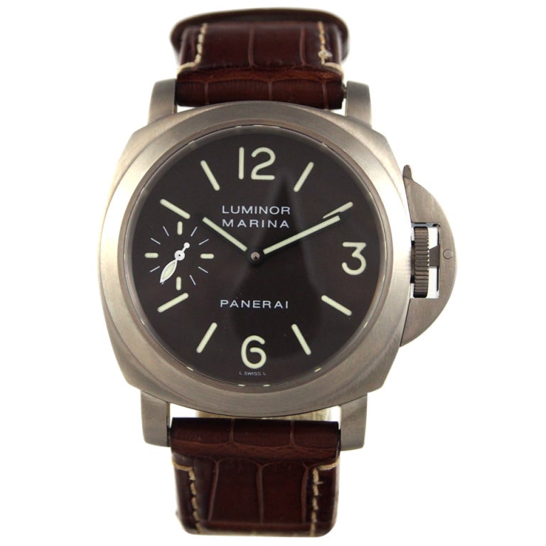 Panerai Titanium PAM61 Luminor Marina Wristwatch with Brown Dial at 1stDibs
