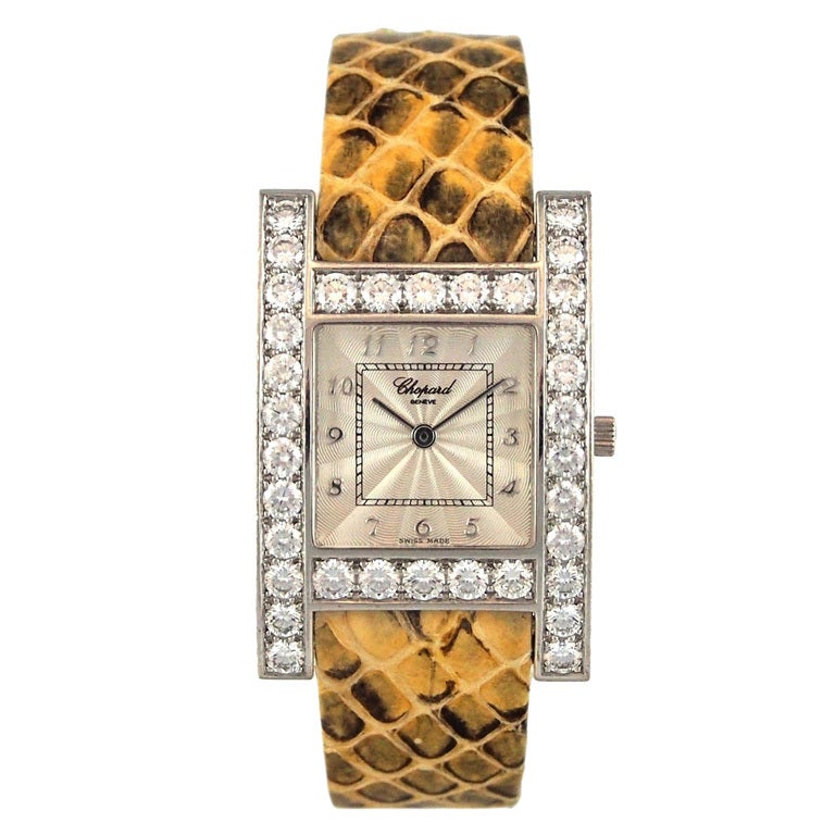 Chopard Lady's White Gold and Diamond H Diamond Wristwatch at 1stDibs