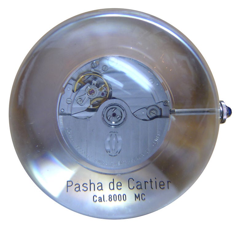 CARTIER Pasha Desk Clock Made of Lucite with Visible Movement at 1stDibs