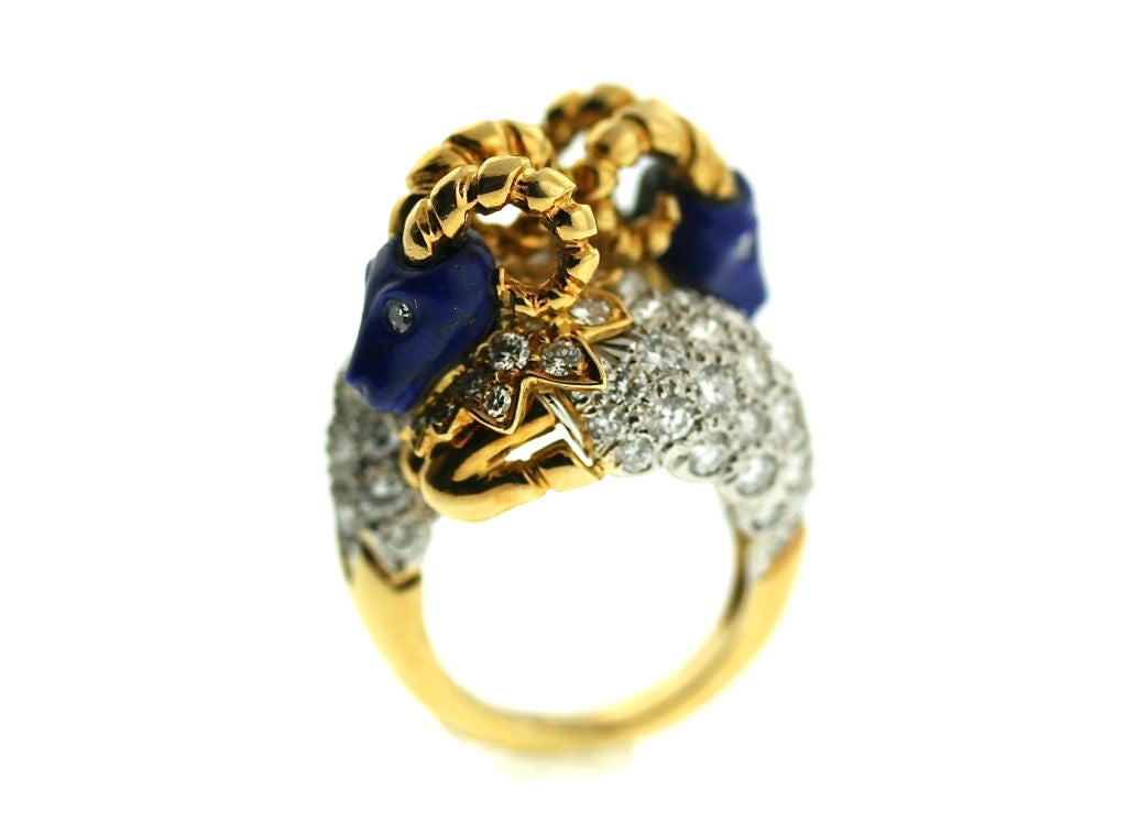 Donald Claflin 1970s Tiffany "Leaping Rams" Diamond Ring at 1stDibs