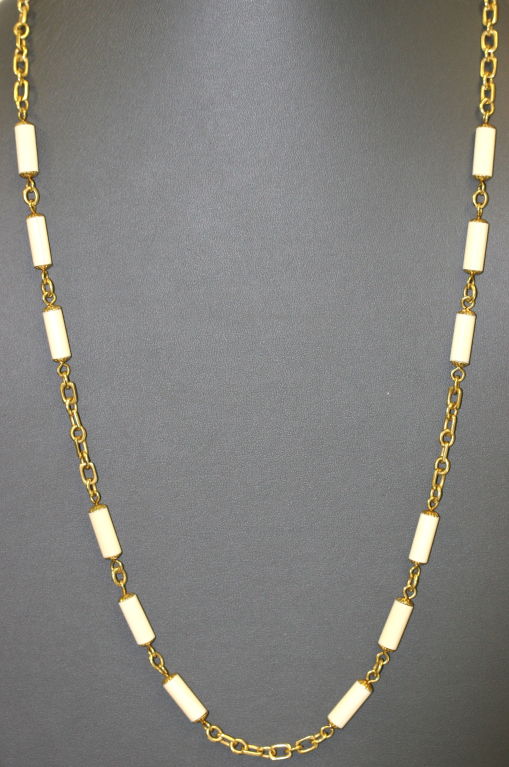 CHAUMET Long Gold and Ivory Neck Chain at 1stDibs