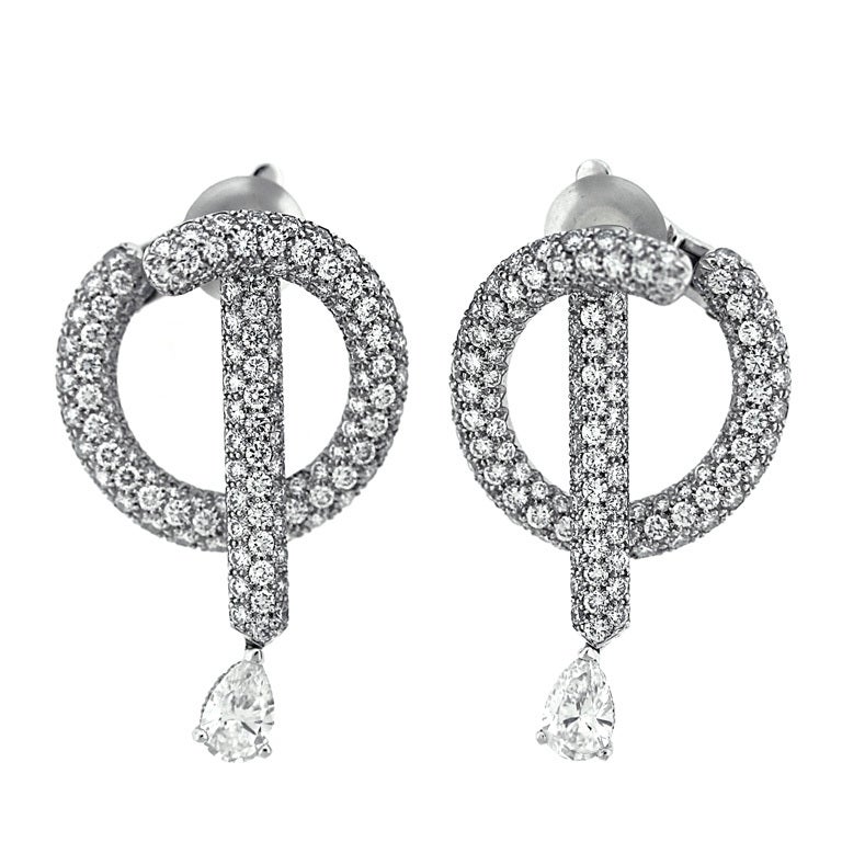 CHANEL Diamond Drop Ear Clips at 1stDibs