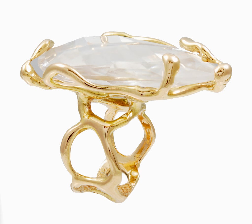 Lucifer Vir Honestus Huge 18K and Rock Crystal Ring at 1stDibs