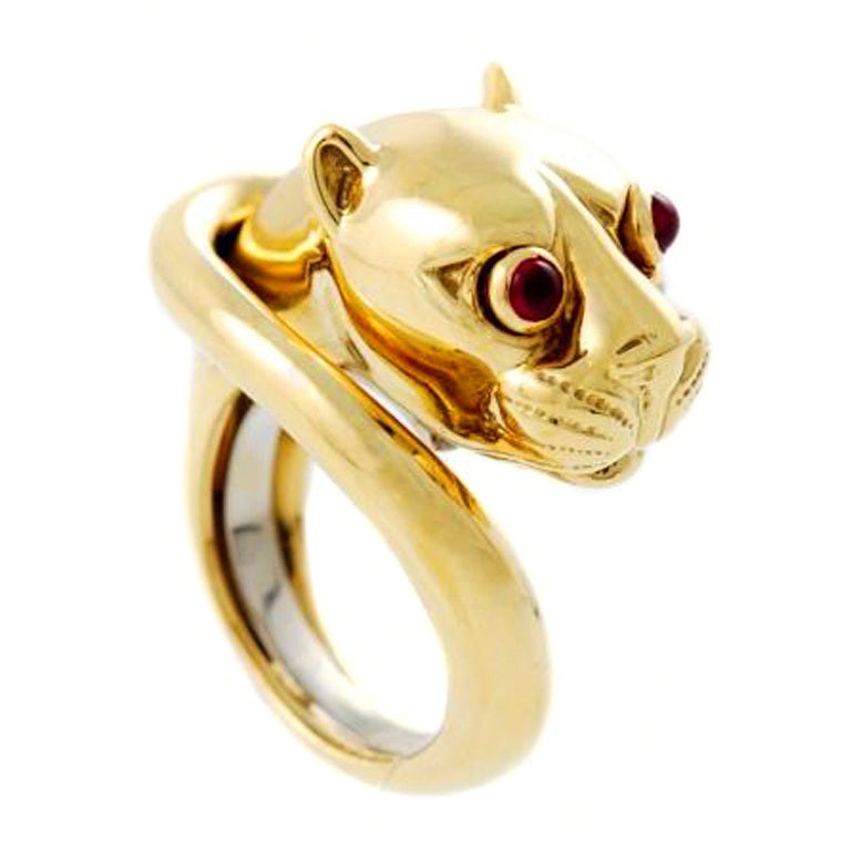 Gold and Ruby Panther Ring at 1stDibs