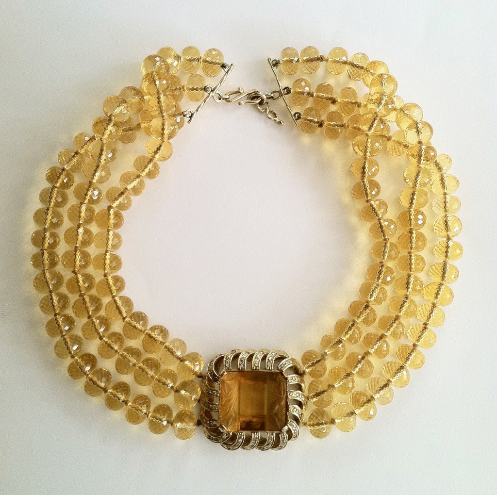 Renato Cipullo Gold Diamond Citrine Necklace at 1stDibs