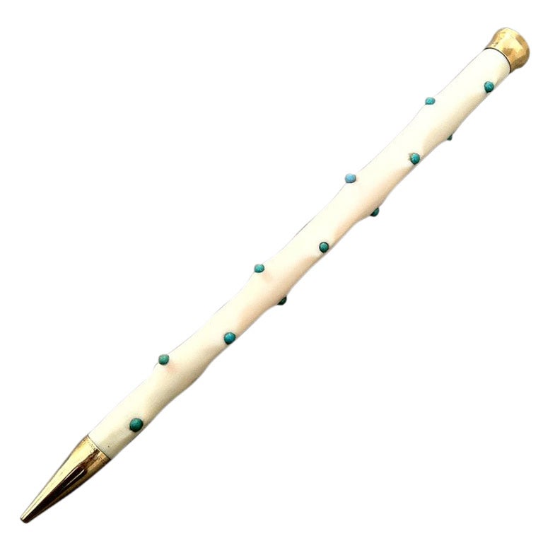 Jean Schlumberger Ivory Turquoise Gold Pencil with Provenance For Sale ...