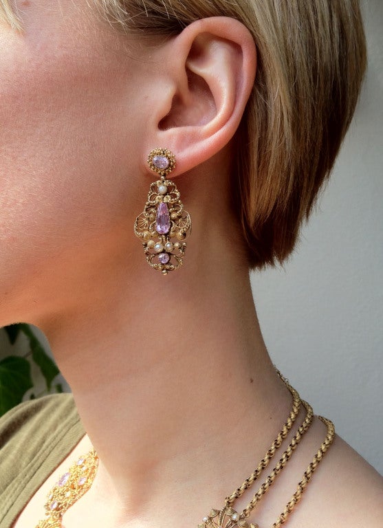 Gold Cannetille and Topaz Parure at 1stDibs