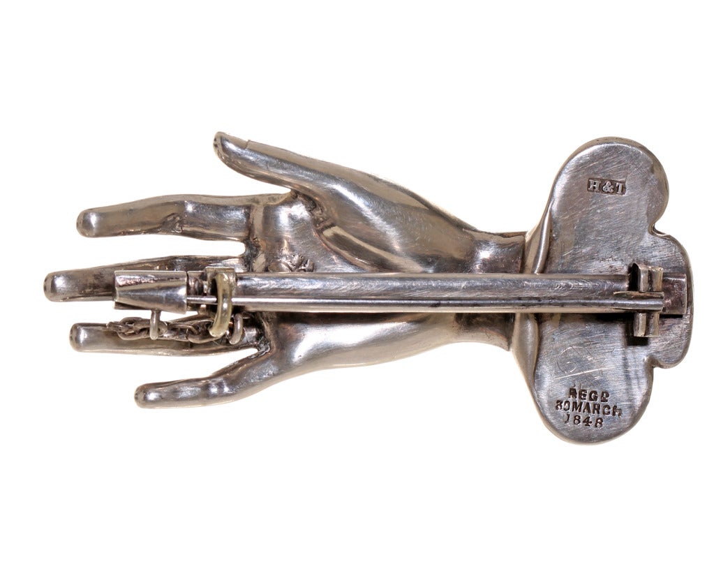 Sterling Silver Friendship Hand Brooch Circa 1848 at 1stDibs