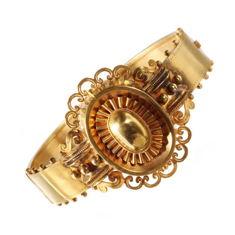 Gold Victorian Locket Bangle at 1stDibs