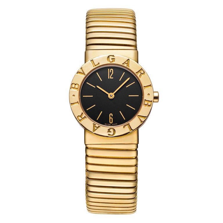 Bugari Lady's Yellow Gold Tubogas Bracelet Watch at 1stDibs