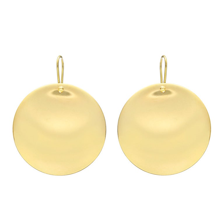 TIFFANY and CO.Elsa Peretti Gold Disc Drop Earrings at 1stDibs
