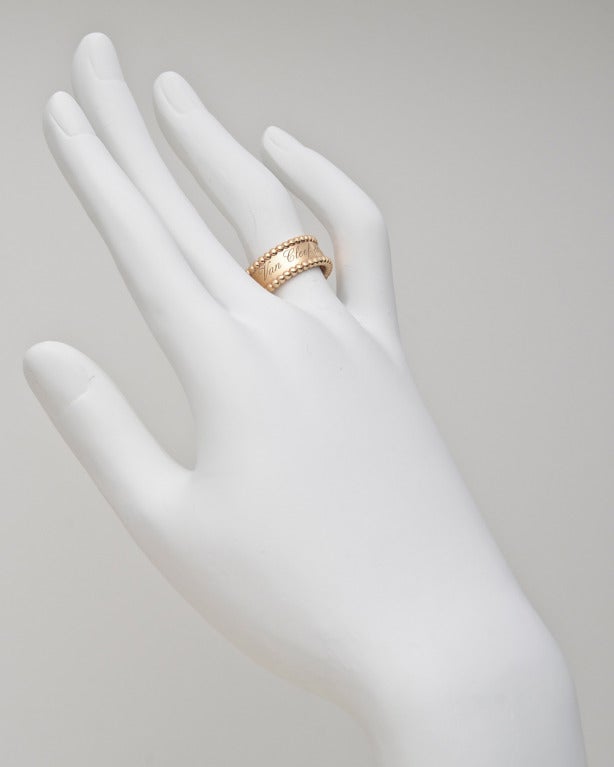 Van Cleef and Arpels Pink Gold Perlee Band Ring at 1stDibs