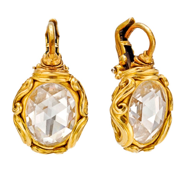 OTTO JAKOB Rose-Cut Diamond Drop Earrings at 1stDibs