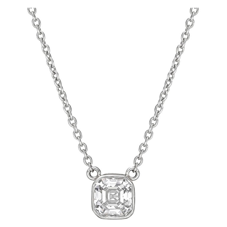 Delicate Bezel-Set Asscher-Cut Diamond at 1stDibs