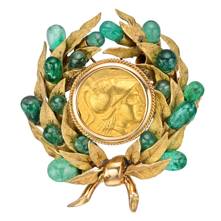 Jacqueline Kennedy Onassis Ancient Greek Coin Spray Brooch at 1stDibs