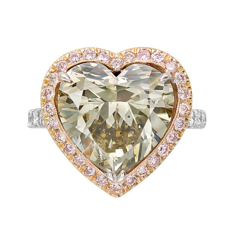 8.02 Carat Fancy-Colored Heart Shaped Diamond Ring at 1stDibs