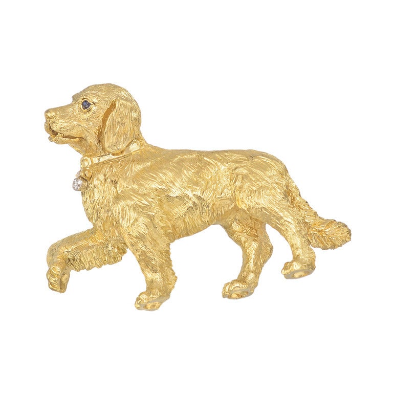 TIFFANY and CO. Gold and Gem-Set Spaniel Brooch at 1stDibs
