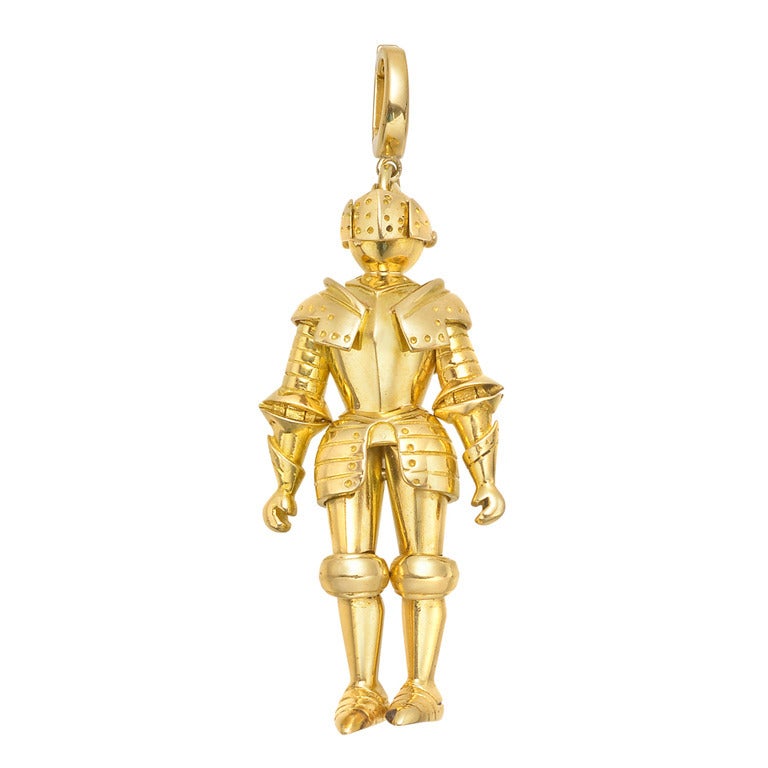 Gold Articulated Knight Pendant at 1stDibs