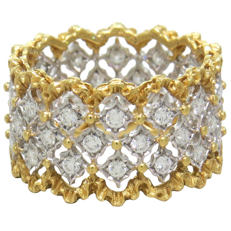 Buccellati Rombi Diamond Gold Band Ring at 1stDibs | buccellati rombi ring
