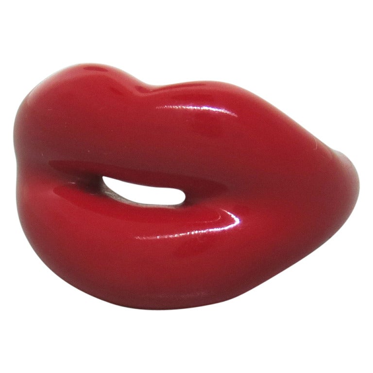 Solange Azagury Partridge Sterling Enamel Hotlips Ring at 1stDibs