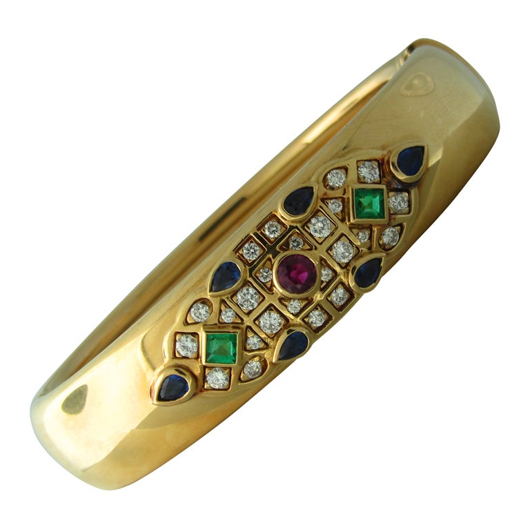 CARTIER Gold Ruby Emerald Sapphire Diamond Bracelet at 1stDibs ...