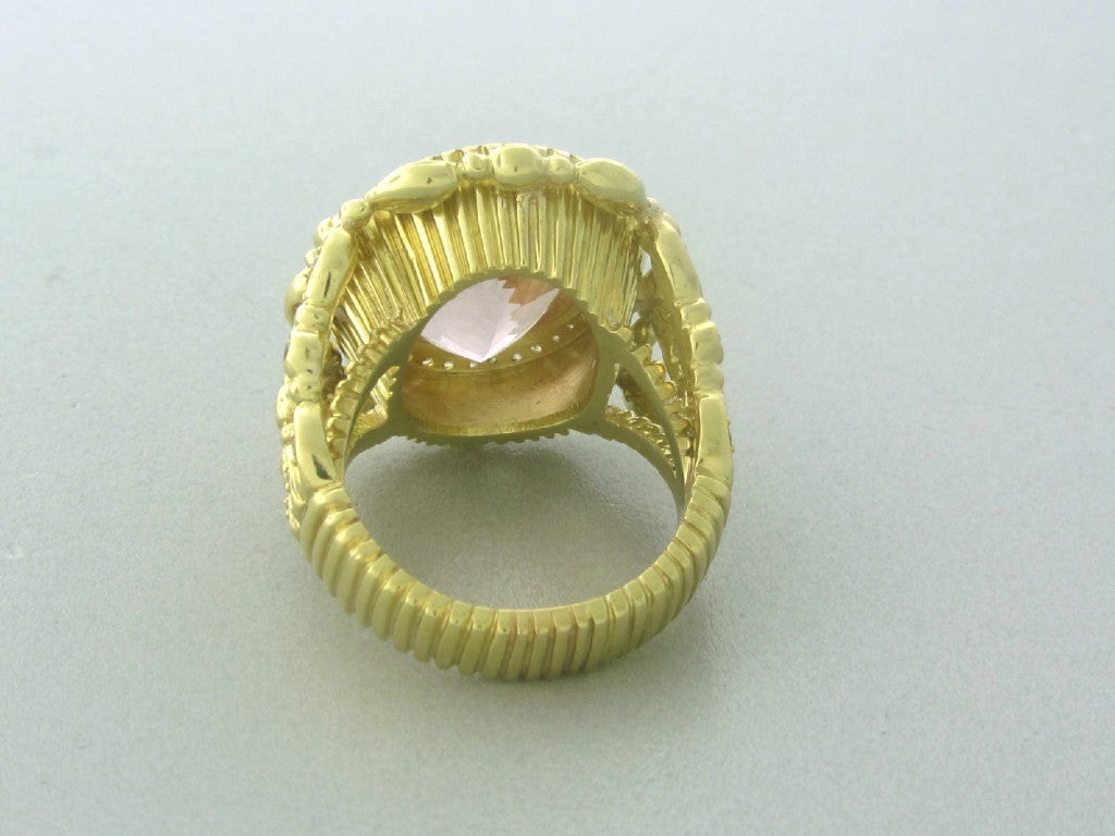 Doris Panos Gold Gemstone Diamond Ring at 1stDibs