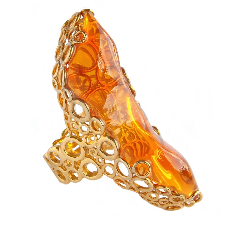 Gold Ring set with a Free-Form Mexican Opal For Sale at 1stDibs