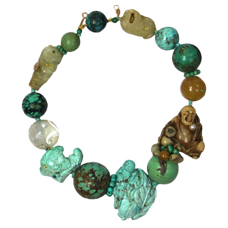 CONSTANCE ABERNATHY Carved Hardstone Necklace at 1stDibs