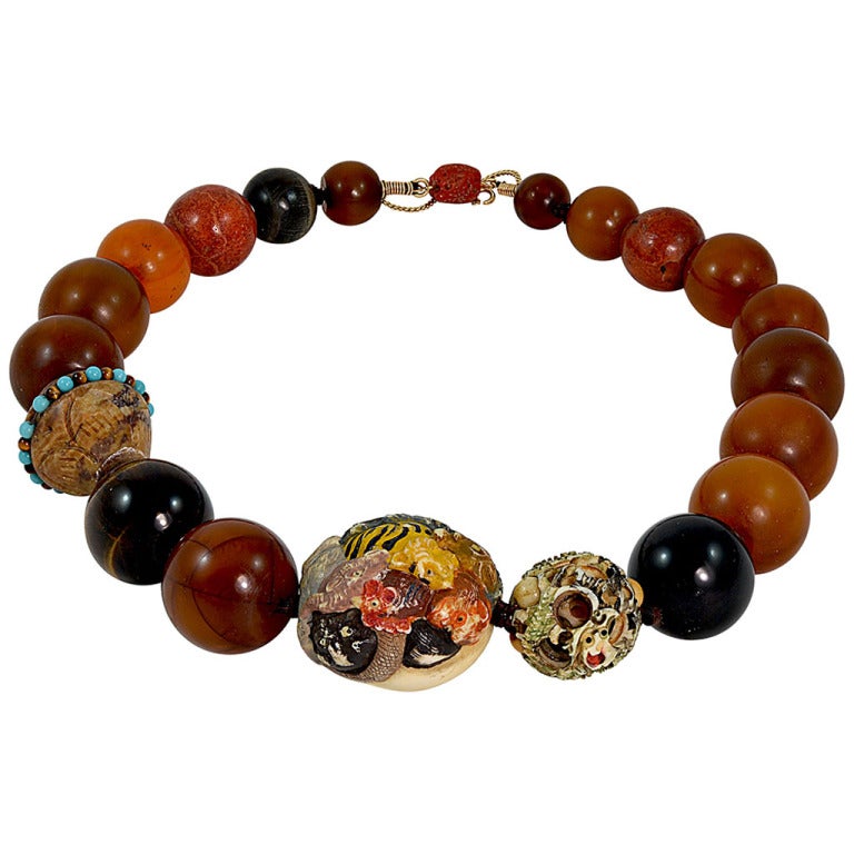 Constance Abernathy Netsuke Bead Necklace at 1stDibs